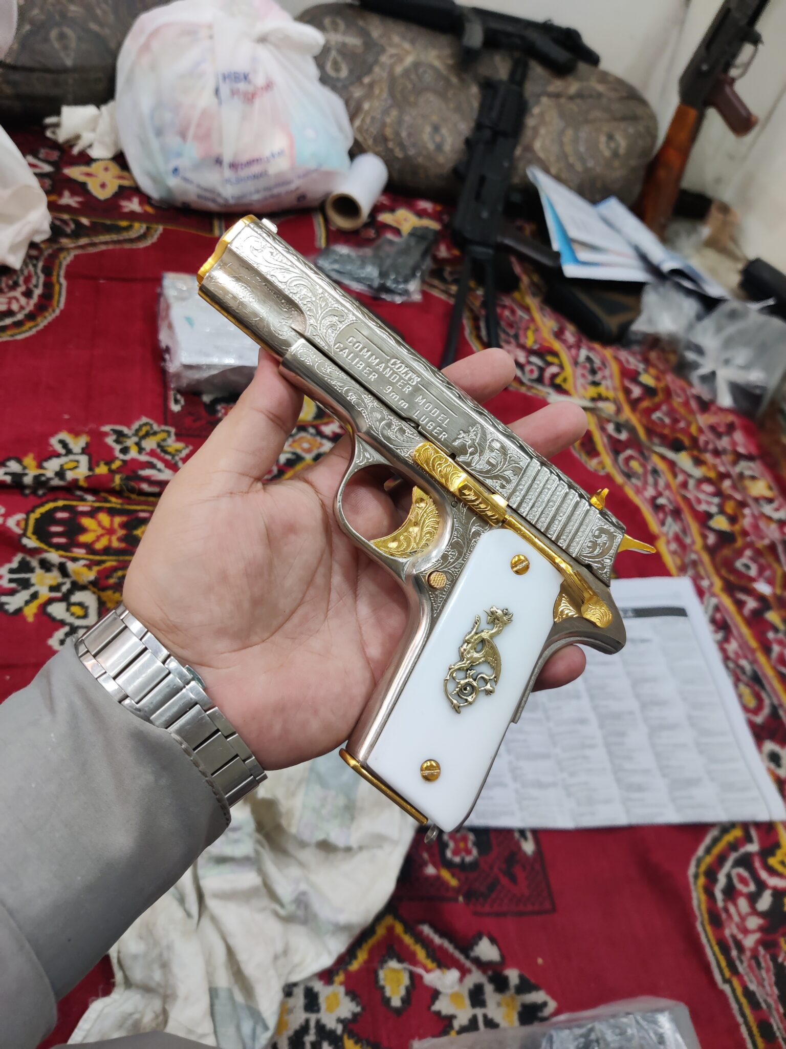 Colt 1911 Nickel Plated & Engraved 9mm - pakarms.co